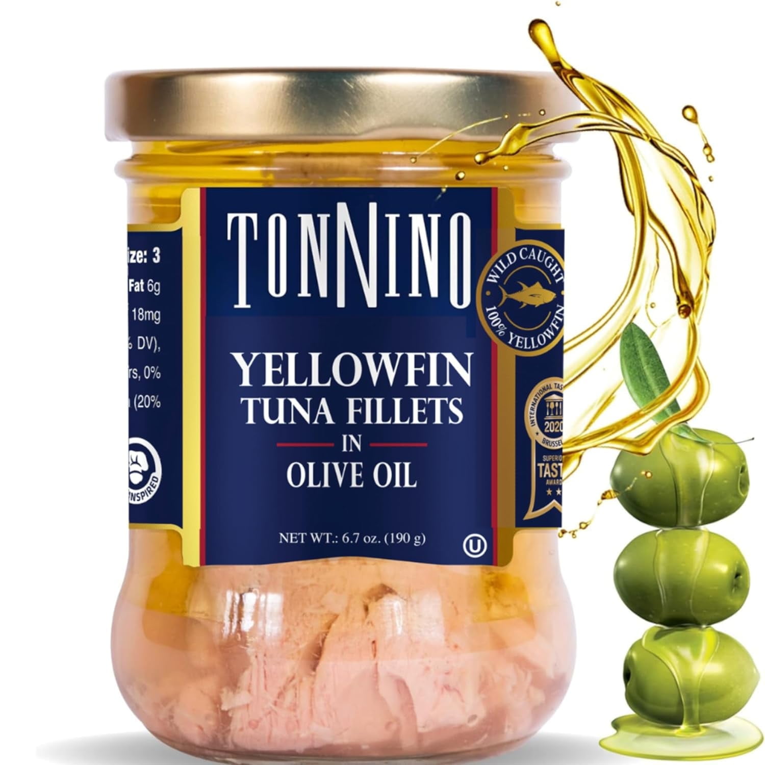 Tonnino Non-GMO Tuna Fillets in Olive Oil Yellowfin - 6.7 oz Pack of 3 ...