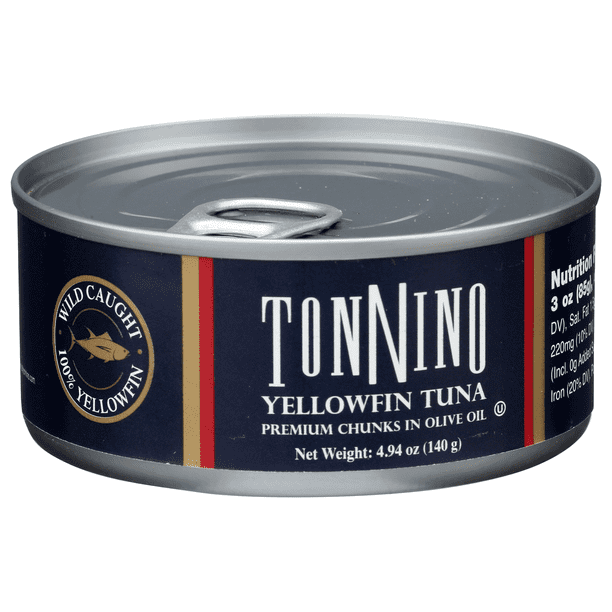 Tonnino Premium Yellowfin Tuna Chunks in Olive Oil, 4.94 oz, Can, Wild ...