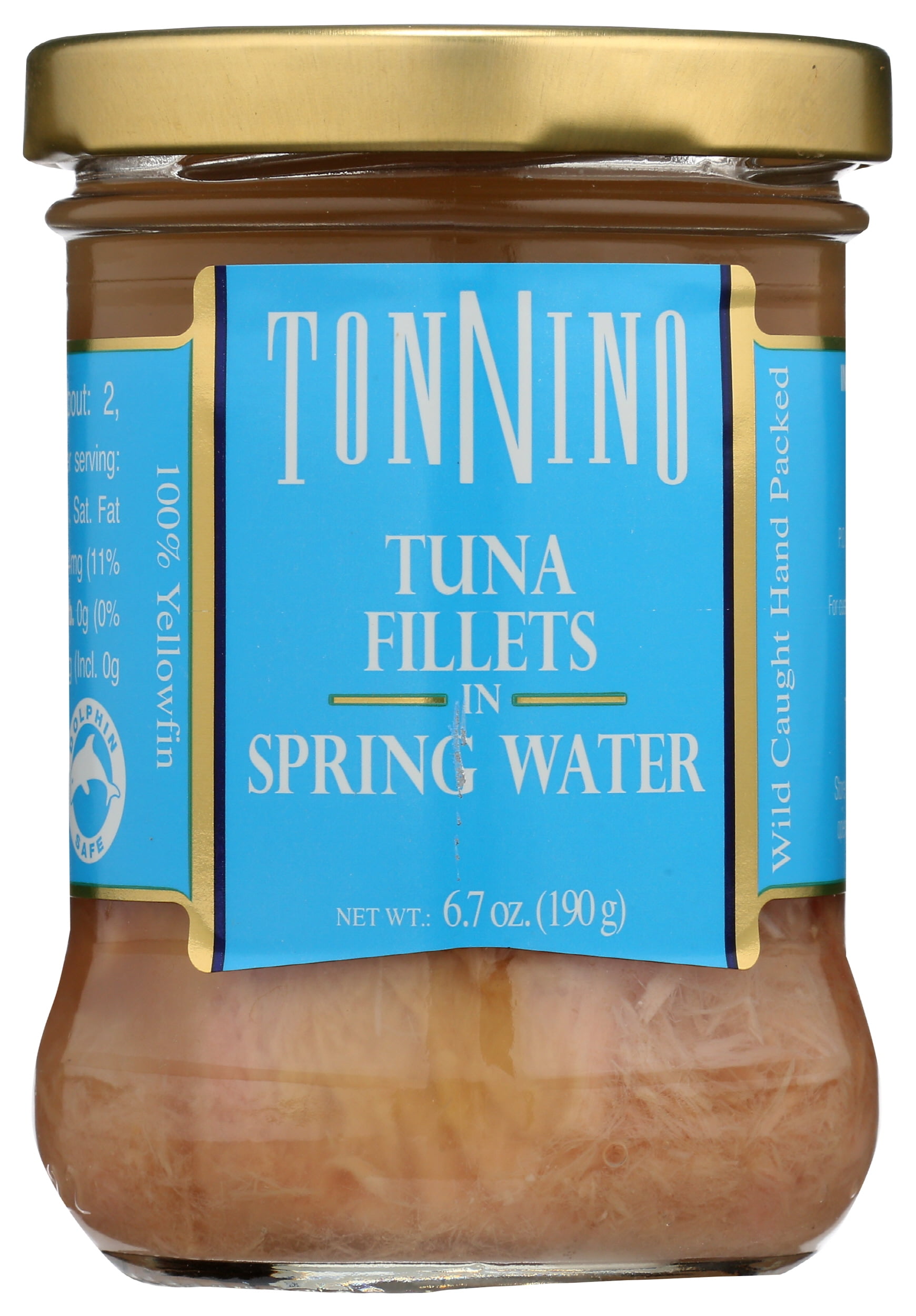 Tonnino Premium Yellowfin Tuna Fillet in Spring Water, 6.7 oz, Jar ...