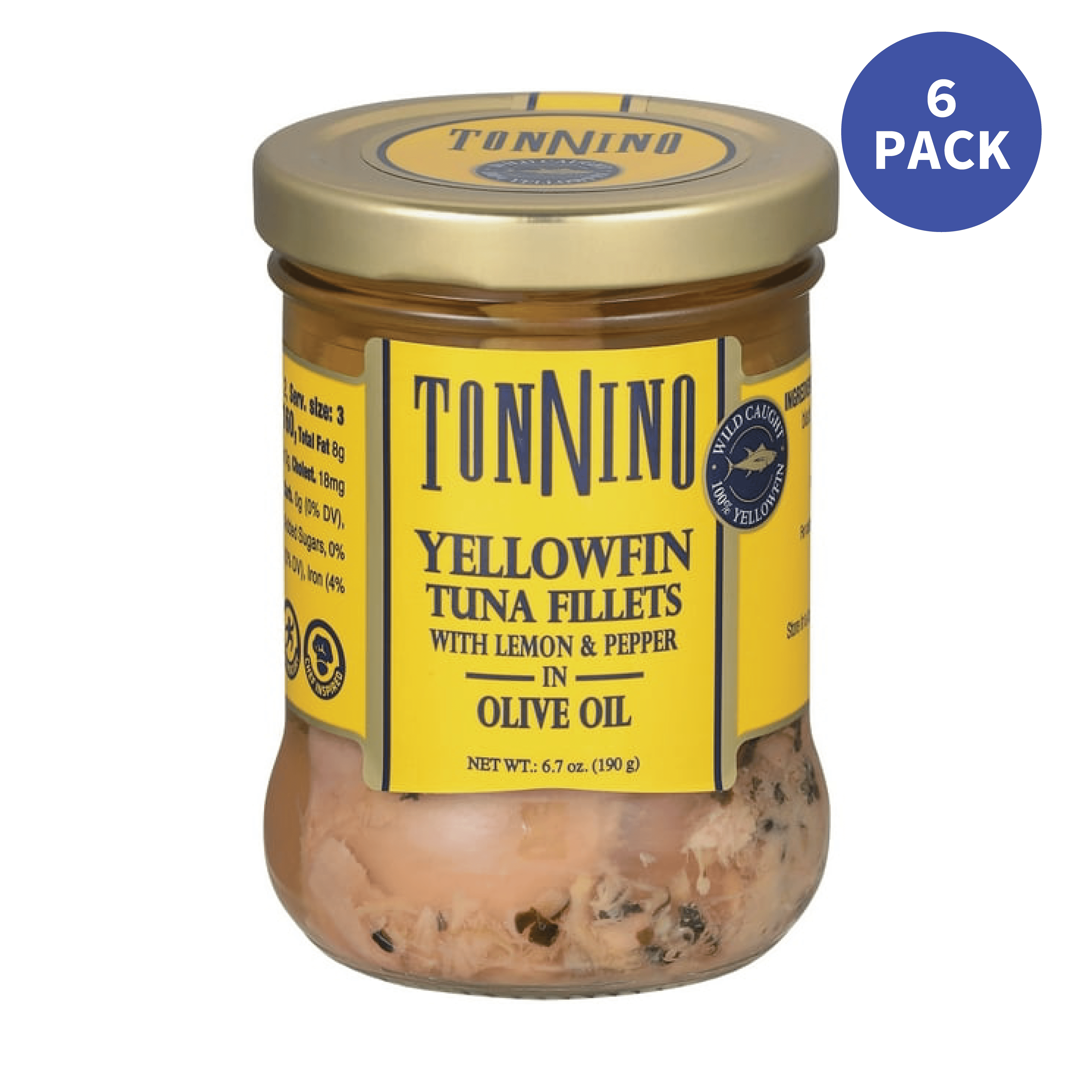 Tonnino Tuna Fillets in Olive Oil with Lemon Pepper Fad Free 6.7 oz ...