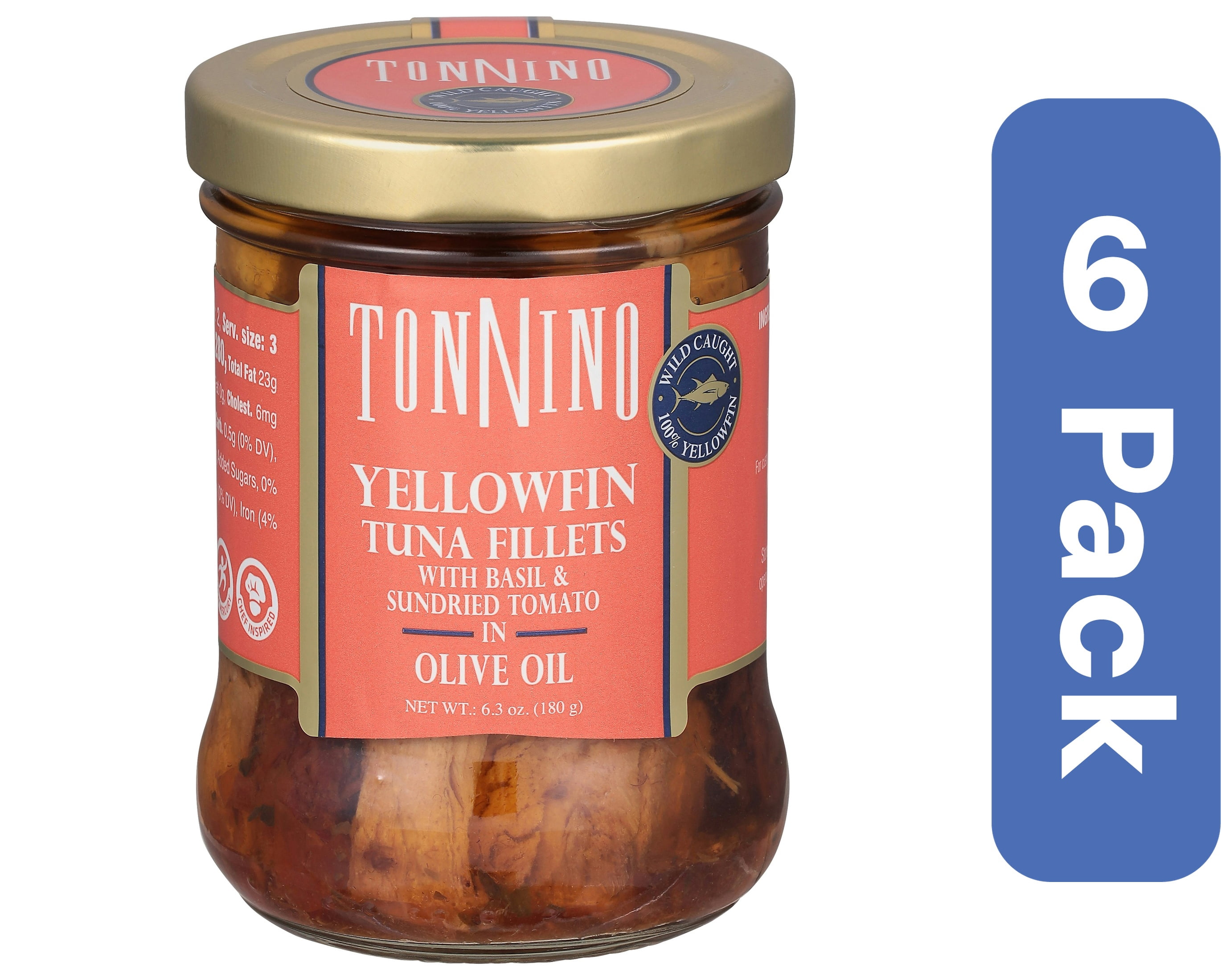 Tonnino Tuna Fillets in Olive Oil with Tomato Basil Fad Free 6.3 oz ...