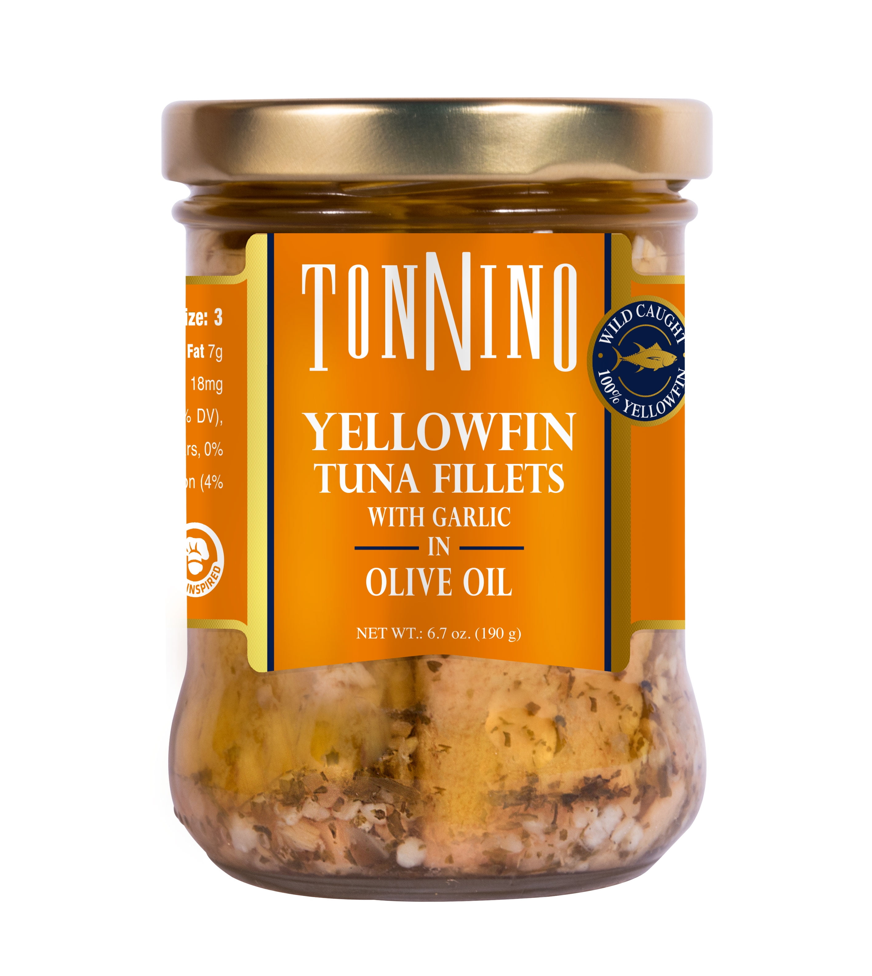 Tonnino Premium Wild Caught Yellowfin Tuna Fillet with Garlic in Olive ...