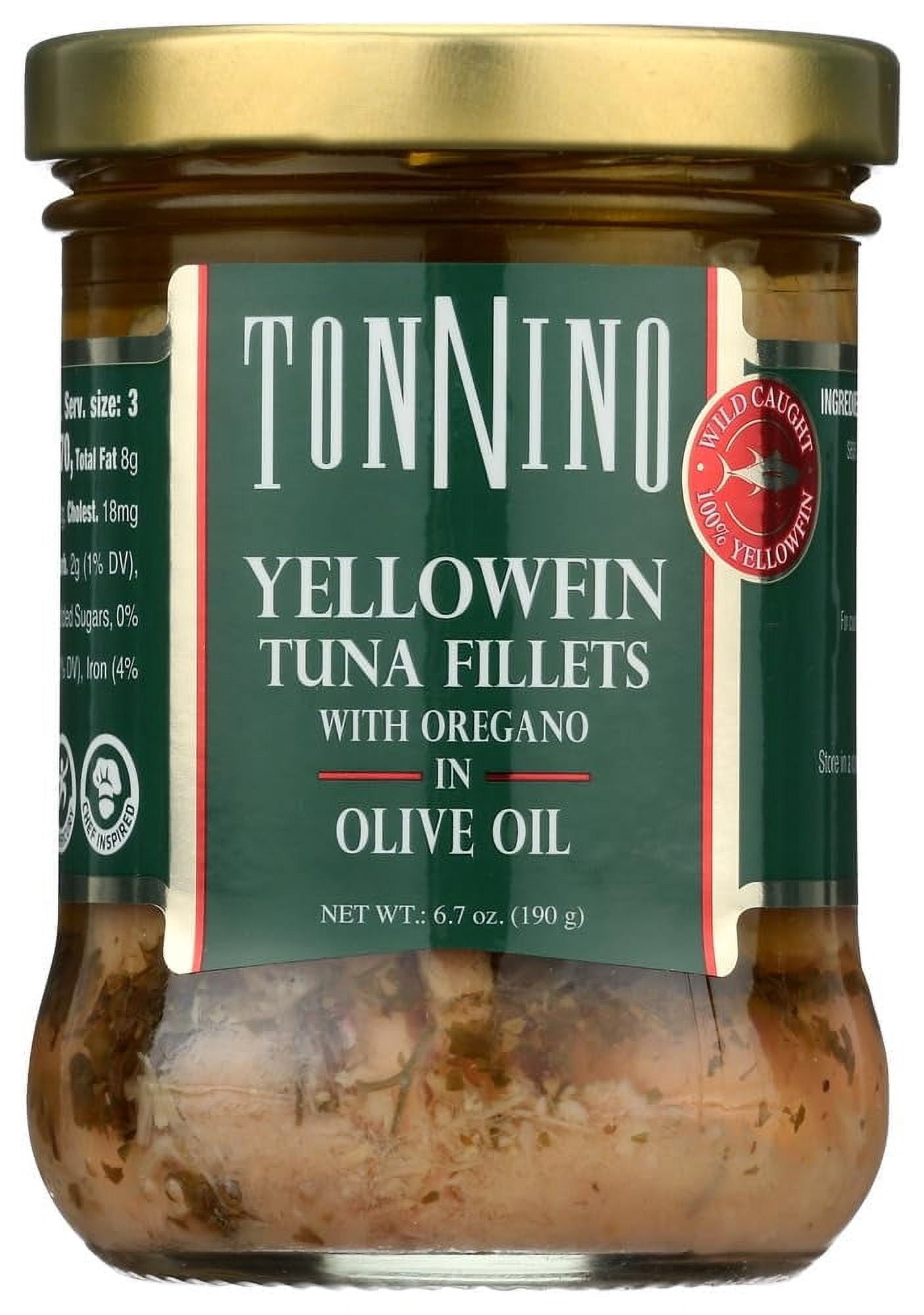 Tonnino Yellowfin Tuna Fillets with Oregano in Olive Oil - 6.7 oz Pack ...