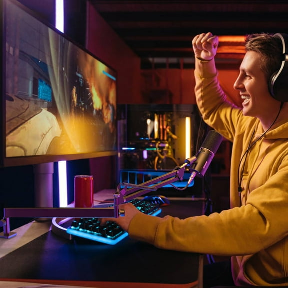 FIFINE BM88 Low Profile Microphone Boom Arm Stand, Heavy Duty Desk Mic ...