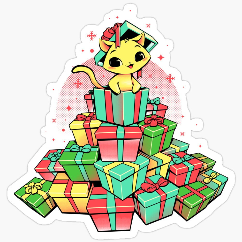 Tons Of Xmas Gifts Black Ugly Sweater Sticker Phone Decal Water Bottle ...