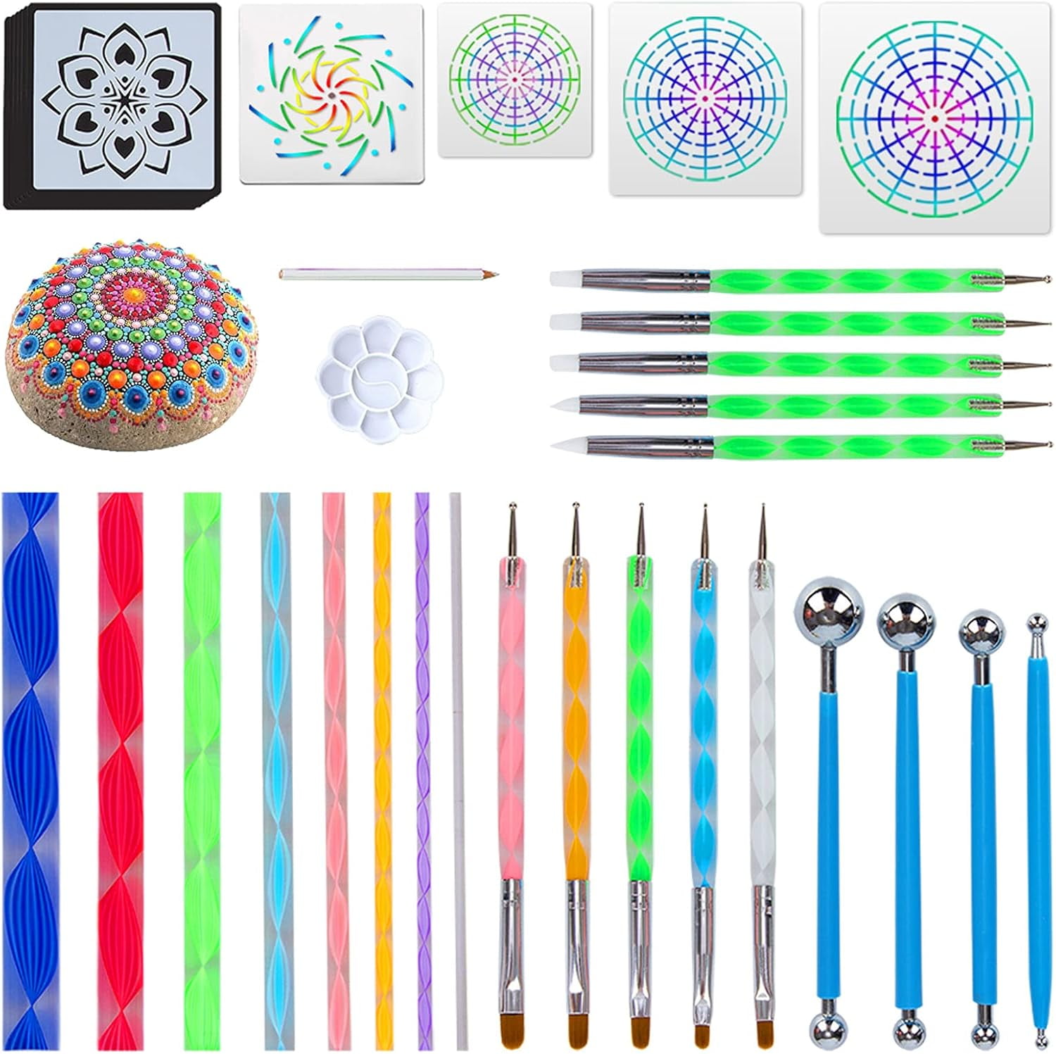 Tonsiki 34PCS Mandala Dotting Tools for Painting Rocks Stone Mandala ...