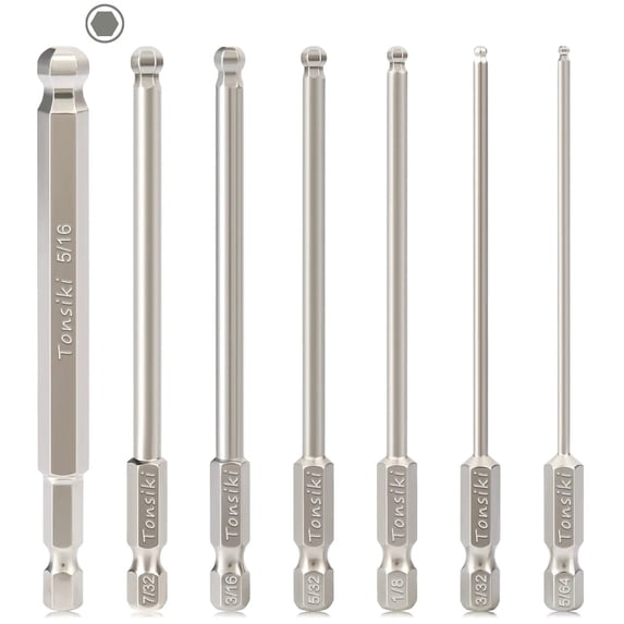 Tonsiki, 7PCS Ball End Hex Allen Wrench Drill Bit Set, Nickel Plated ...
