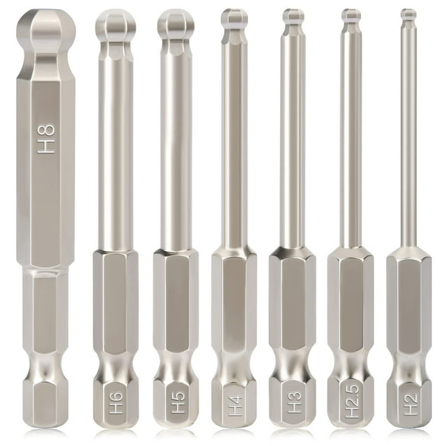 Tonsiki 7pcs Metric Ball End Hex Screwdriver Bit Set, Magnetic 1/4 Allen Key Bits-1/4" Hex Shank ...