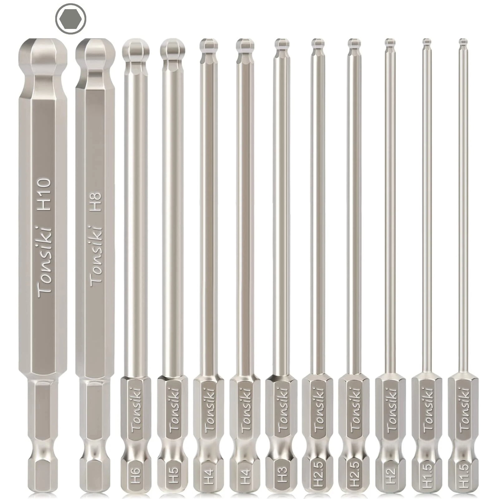 Tonsiki Ball End Hex Head Allen Wrench Drill Bit Set (12PCS Metric),1/4 ...
