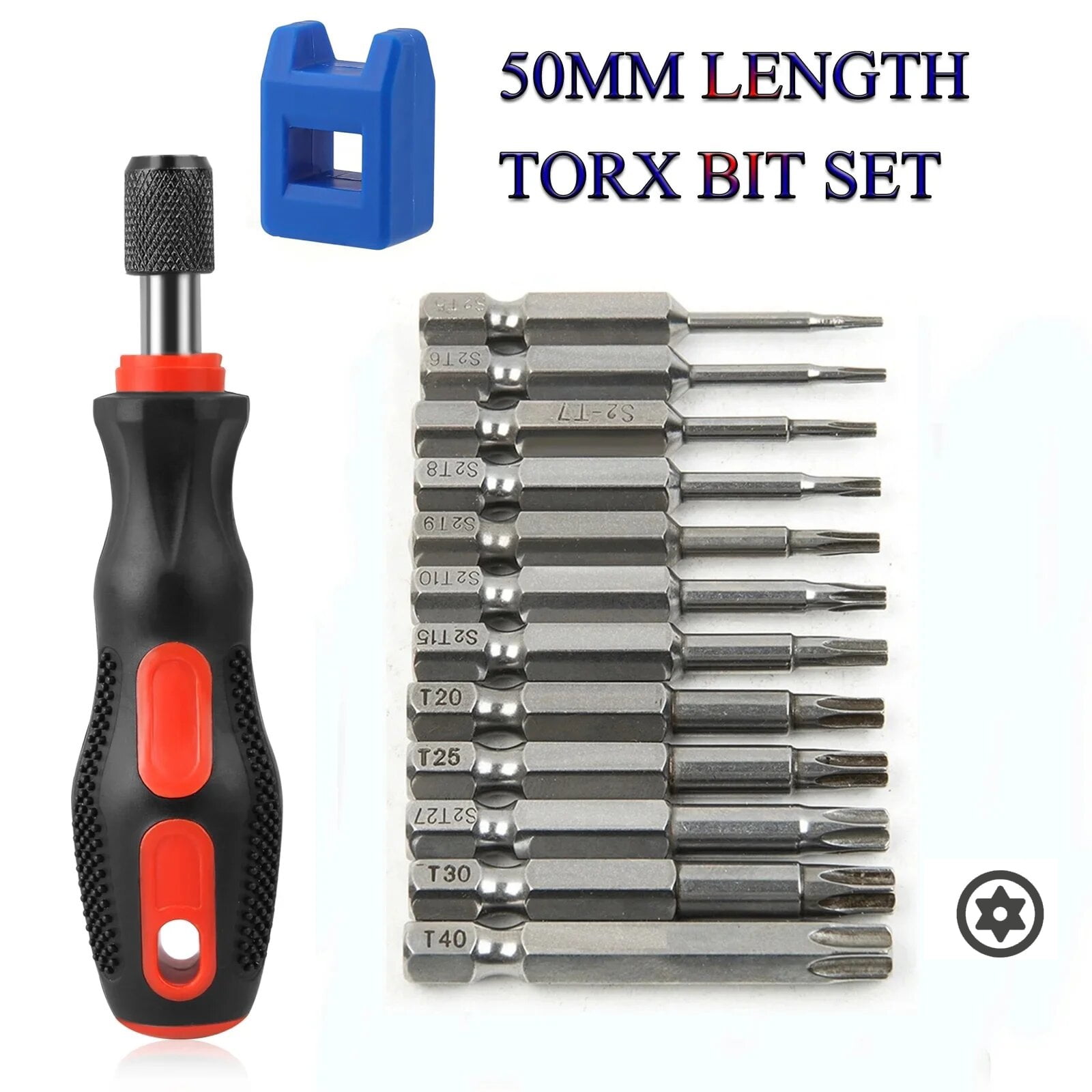 Tonsiki Torx Bit Set with Screwdriver Handle ,50mm Security Torx ...