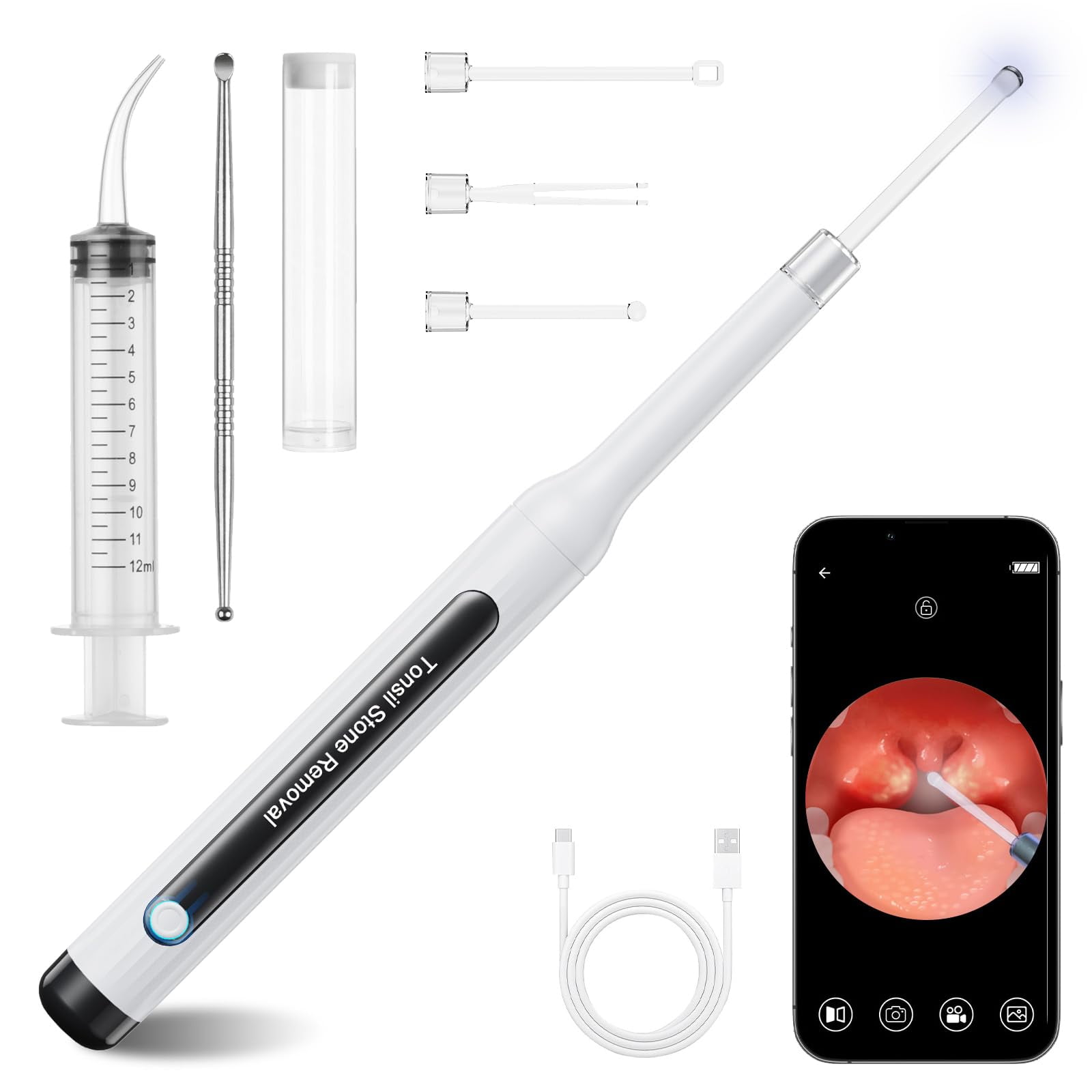 Tonsil Stone Removal Kit KEF16 with Camera- 2025 Upgraded Tonsil Stone ...