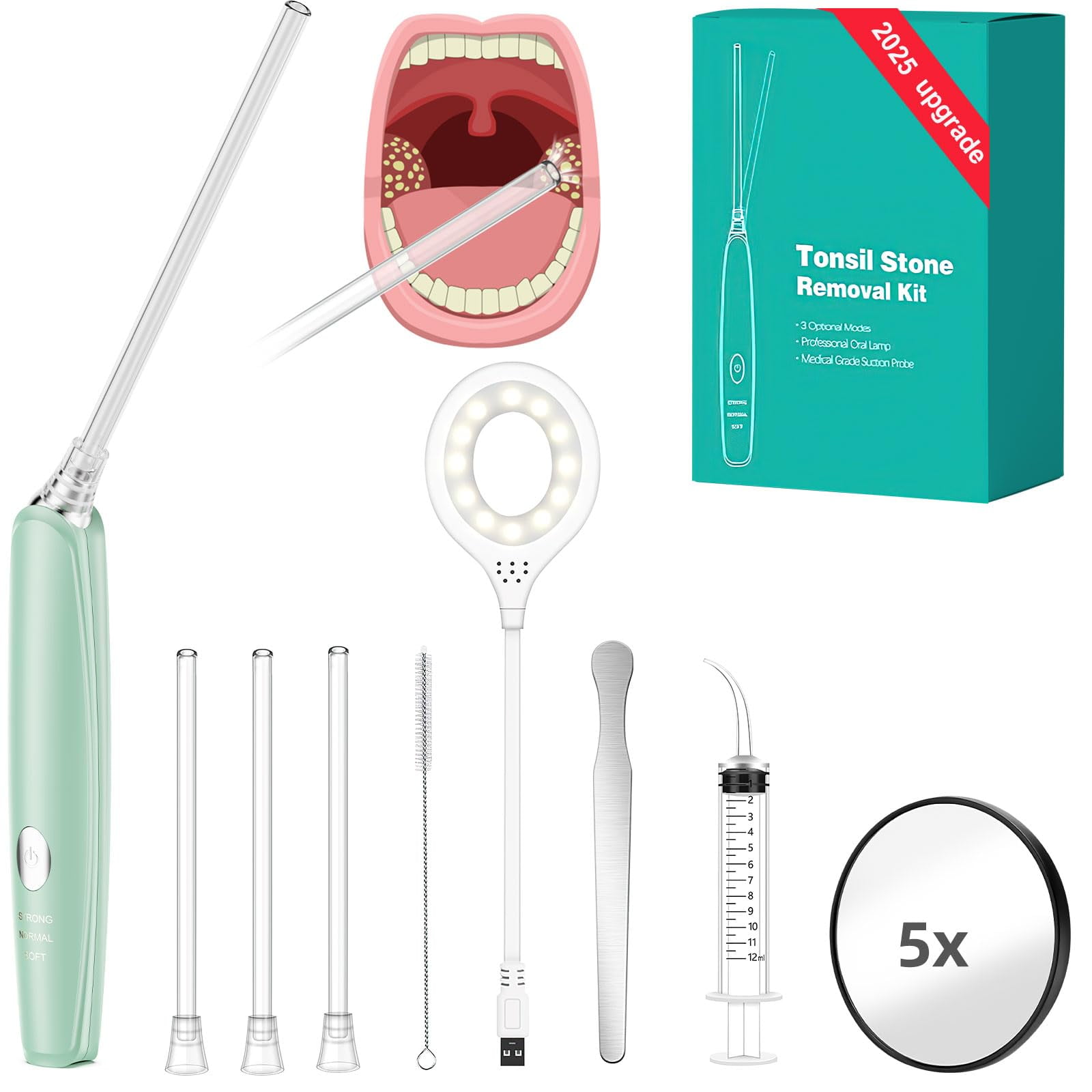 Tonsil Stone Remover Kit KEF16 -Electronic Tonsil Stone 3X Safe Suction ...