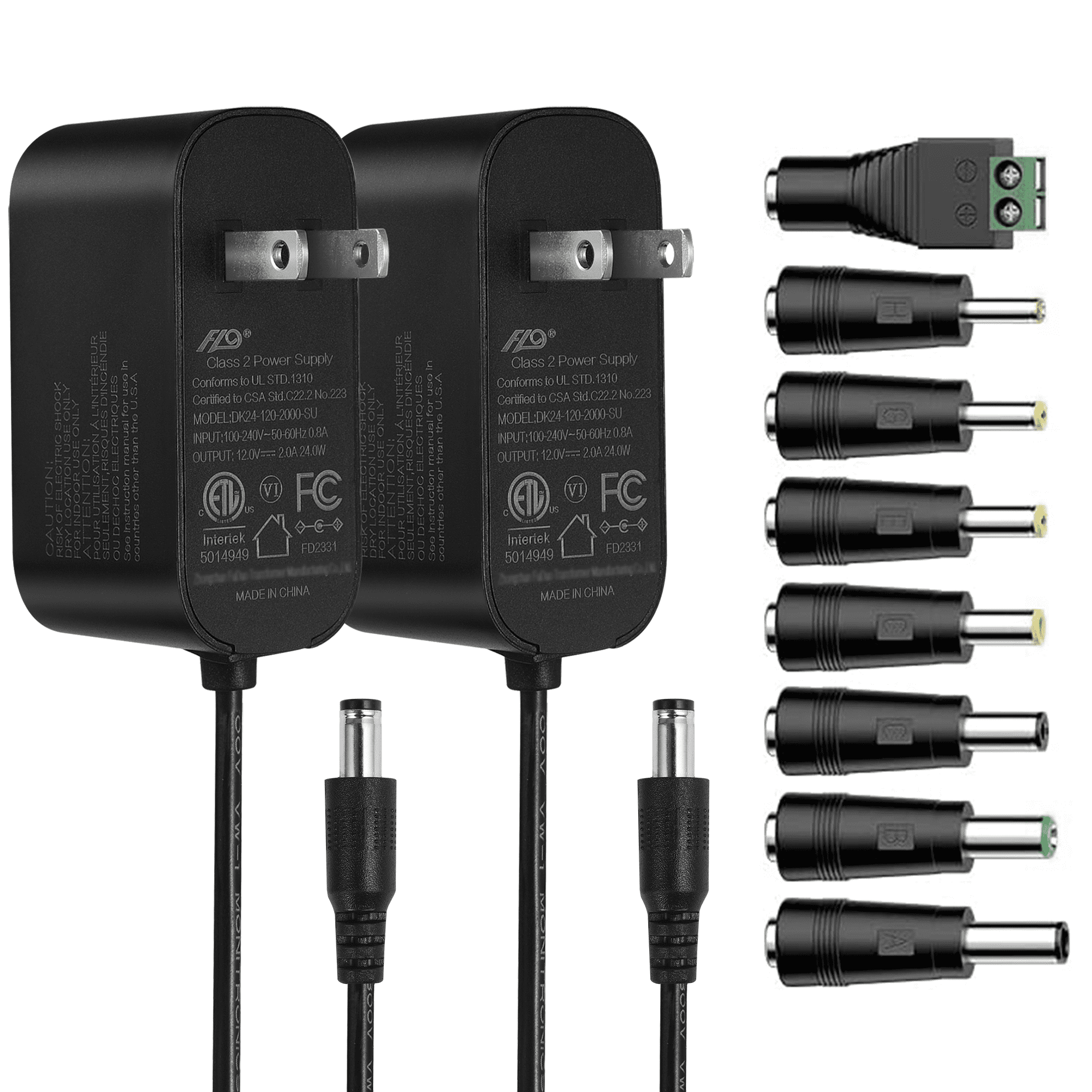 Tonton 2 PACK Universal AC DC 12V/2A 24W 5.5*2.1 Black Power Supply ...