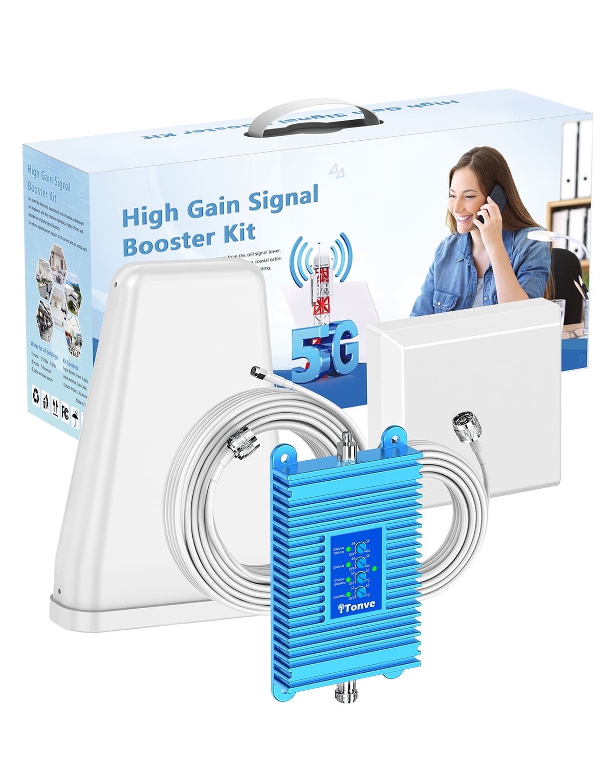 Tonve Home Cell Signal Booster | Supports Band 12/17/13/71/5/2/25/4/66 ...
