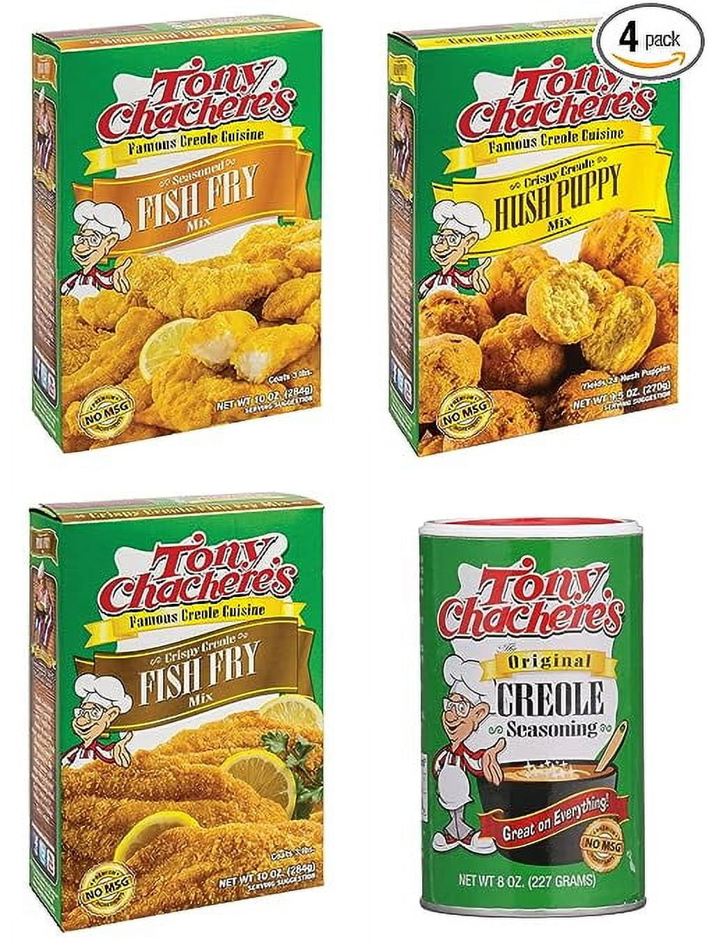 Tony Chachere S 4 Pack Bundle Fish Fry Crispy Fish Fry Hush Puppy
