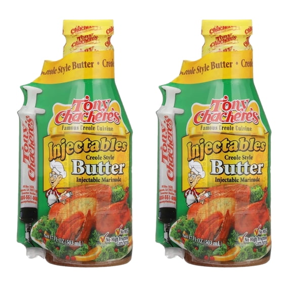 Tony Chachere's Marinade, 17 fl oz, Cajun Butter Injectables 2pk ...