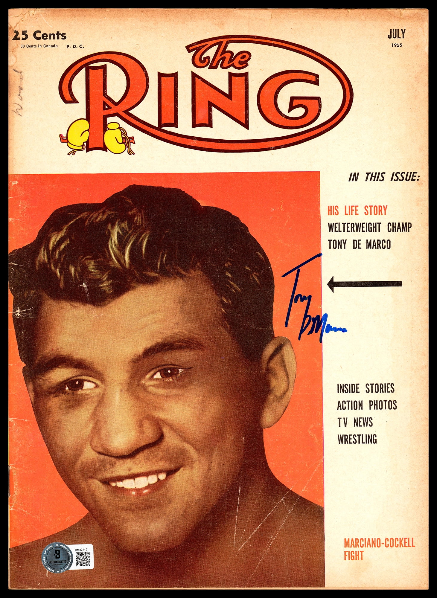 Tony De Marco Autographed Ring Magazine Beckett BAS QR #BM37212 ...
