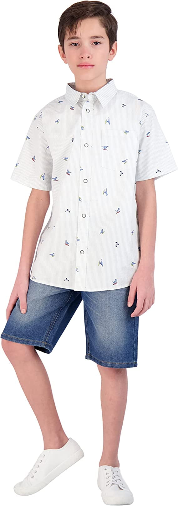 Tony Hawk Youth Boys 2-Piece Woven Top & Denim Short Outfit, Kids ...