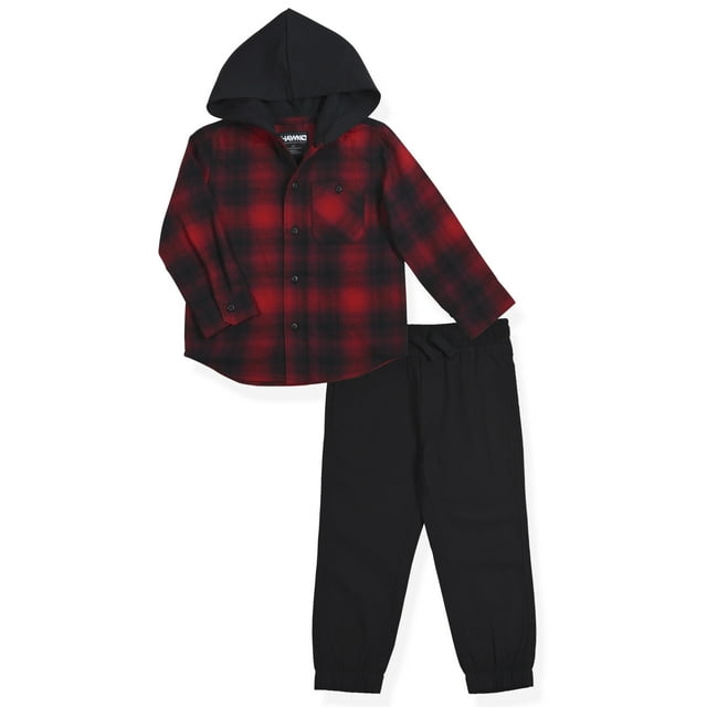 Tony Hawk Boys Hooded Flannel Shirt and Jogger Pant 2-Piece Outfit Set ...