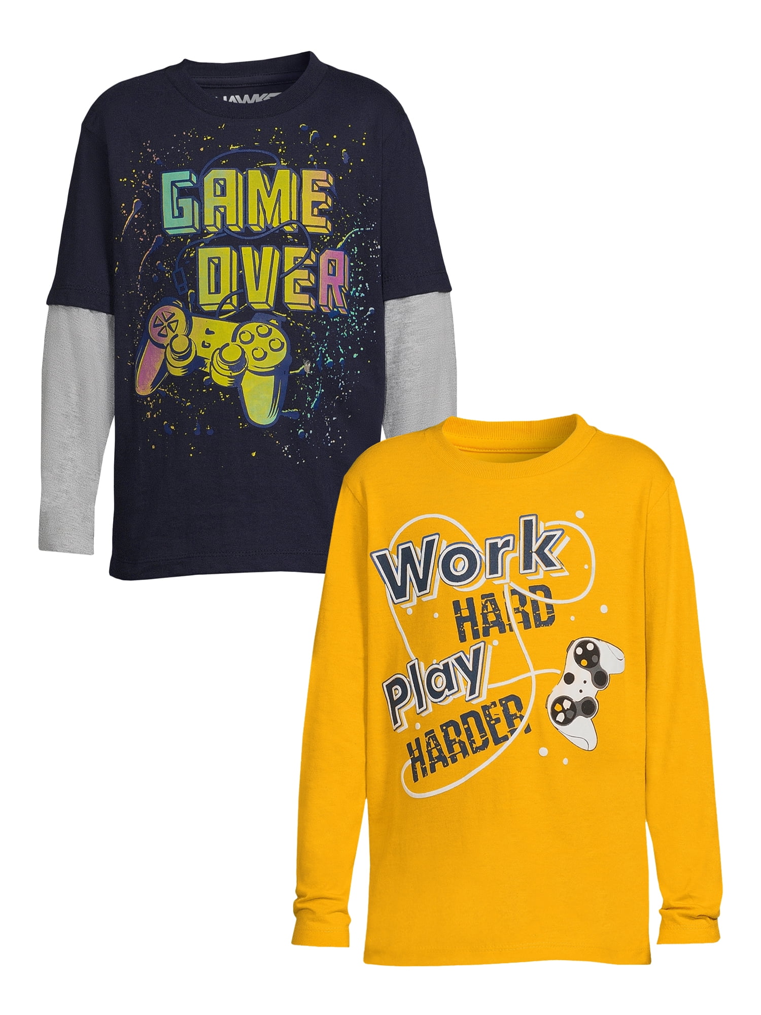 Tony Hawk Boys Long Sleeve Graphic T-Shirts, 2-Pack, Sizes 4-16 ...