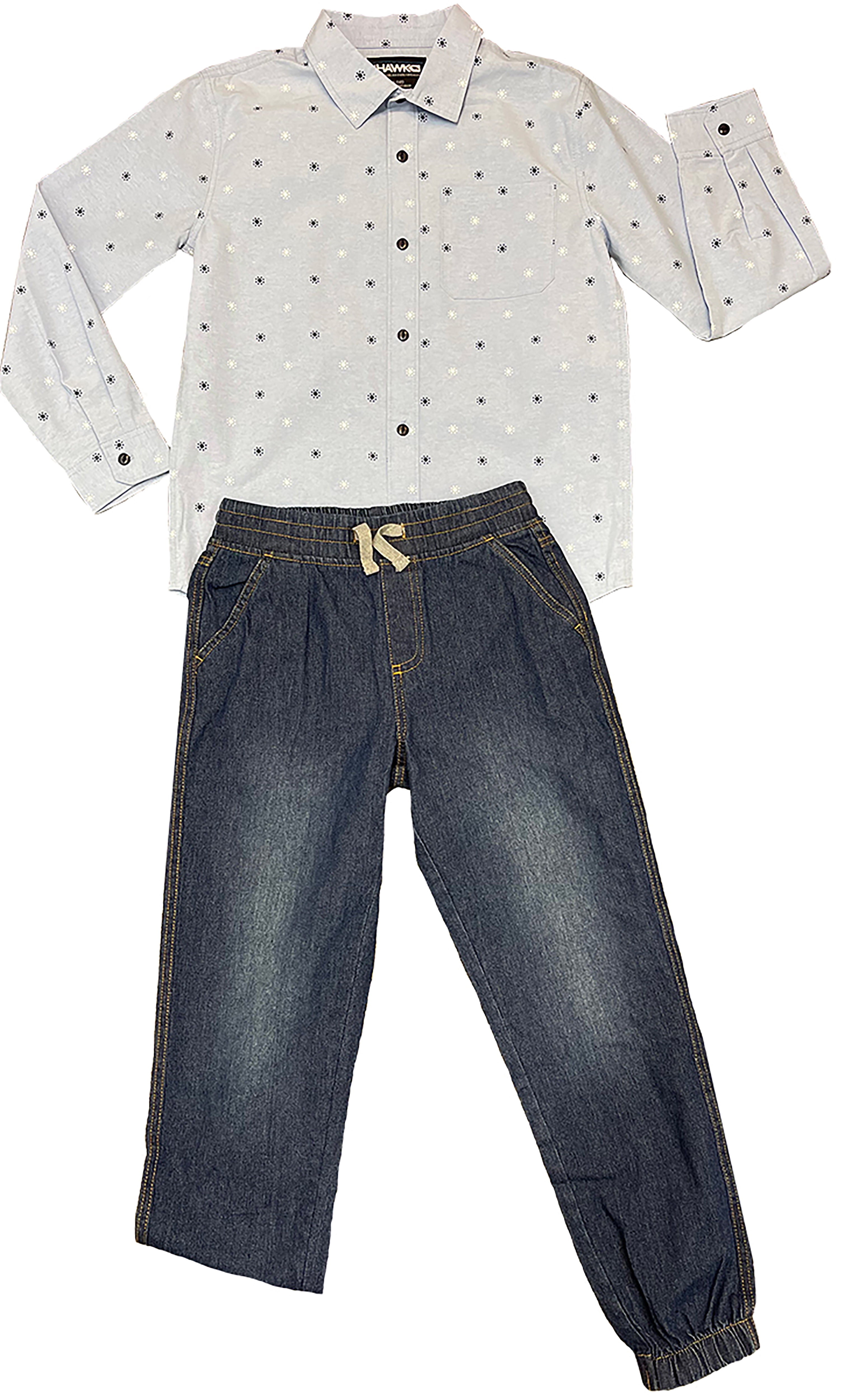 Tony Hawk Boys Printed Long Sleeve Button Down Shirt and Jogger Pant 2 ...