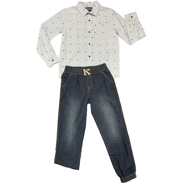 Tony Hawk Boys Printed Long Sleeve Button Down Shirt and Jogger Pant 2 ...