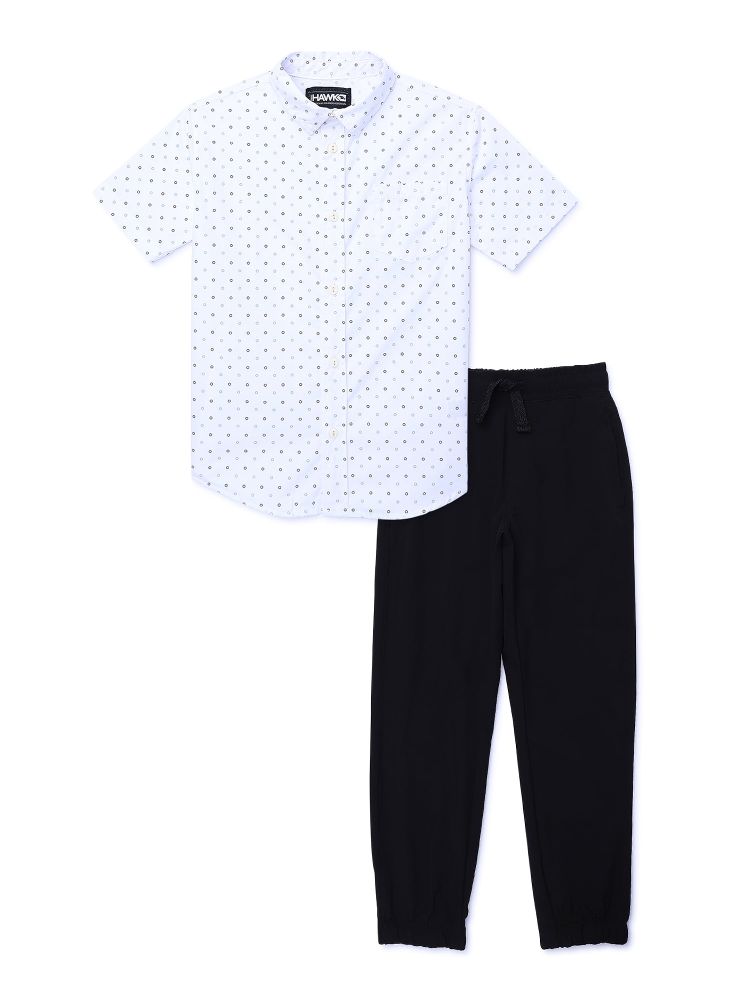 Tony Hawk Boys Short Sleeve Button Up Shirt and Joggers, 2-Piece Outfit ...