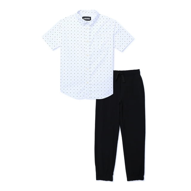 Tony Hawk Boys Short Sleeve Button Up Shirt and Joggers, 2-Piece Outfit ...