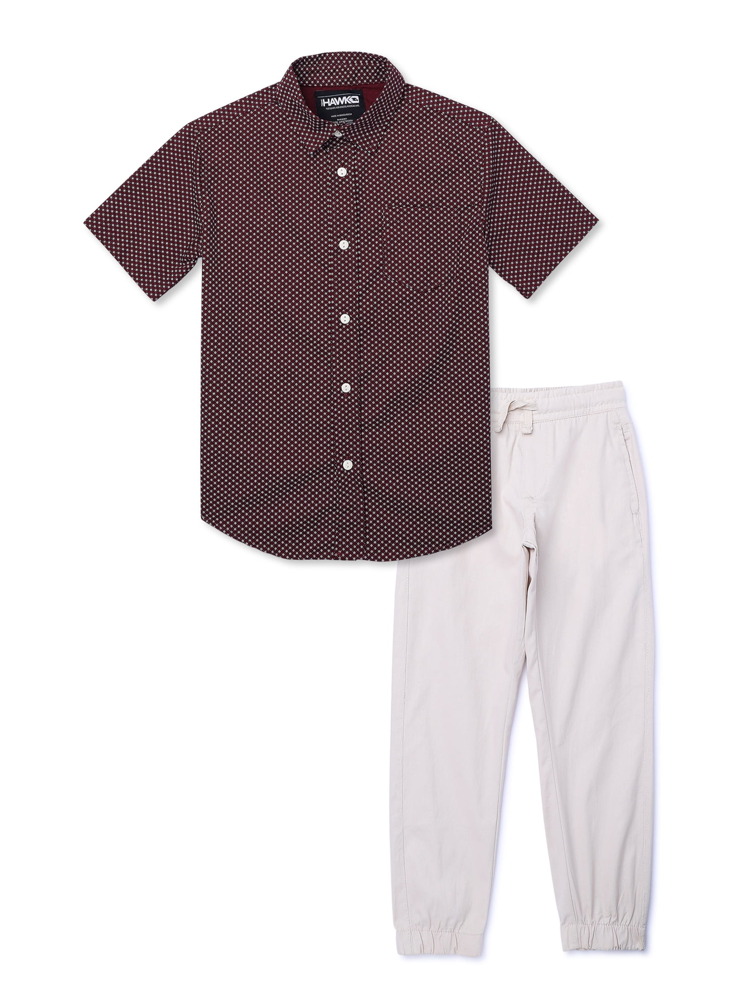 Tony Hawk Boys Short Sleeve Button Up Shirt and Joggers, 2-Piece Outfit ...