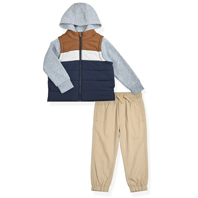 Tony Hawk Boys Twofer Puffer Vest Hoodie and Jogger, 2 Piece Outfit Set ...