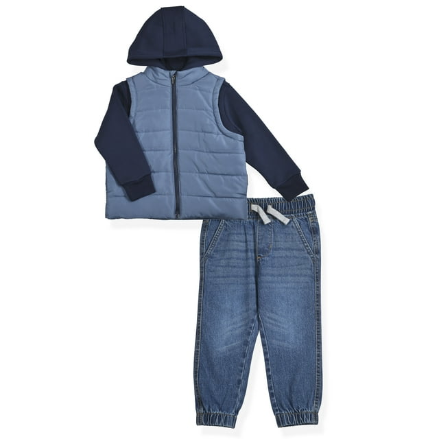 Tony Hawk Boys Twofer Puffer Vest Hoodie and Jogger, 2 Piece Outfit Set ...
