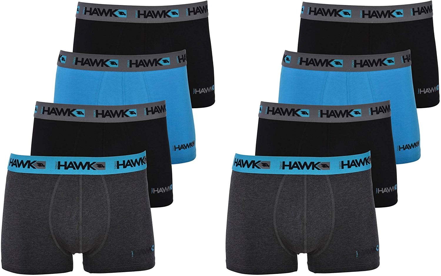 Tony Hawk Men's Boxer Briefs 8-PK Short Leg Trunk Athletic Cotton ...