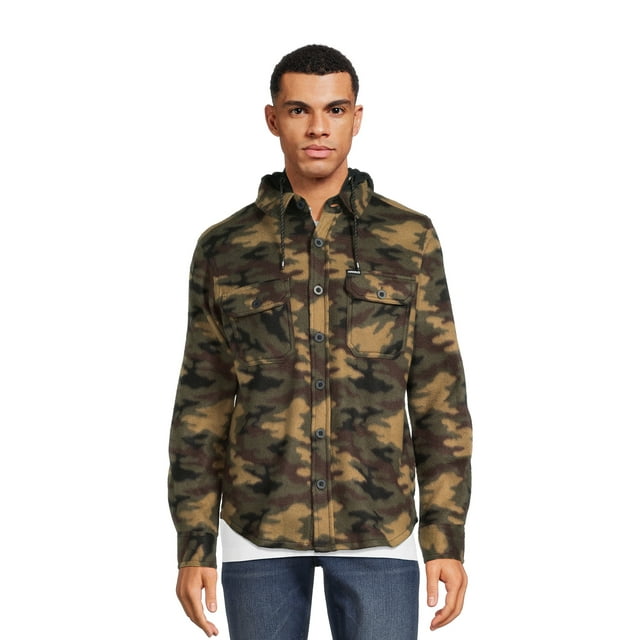 Tony Hawk Men's Hooded Flannel Polar Fleece Jacket, Sizes S-XL ...