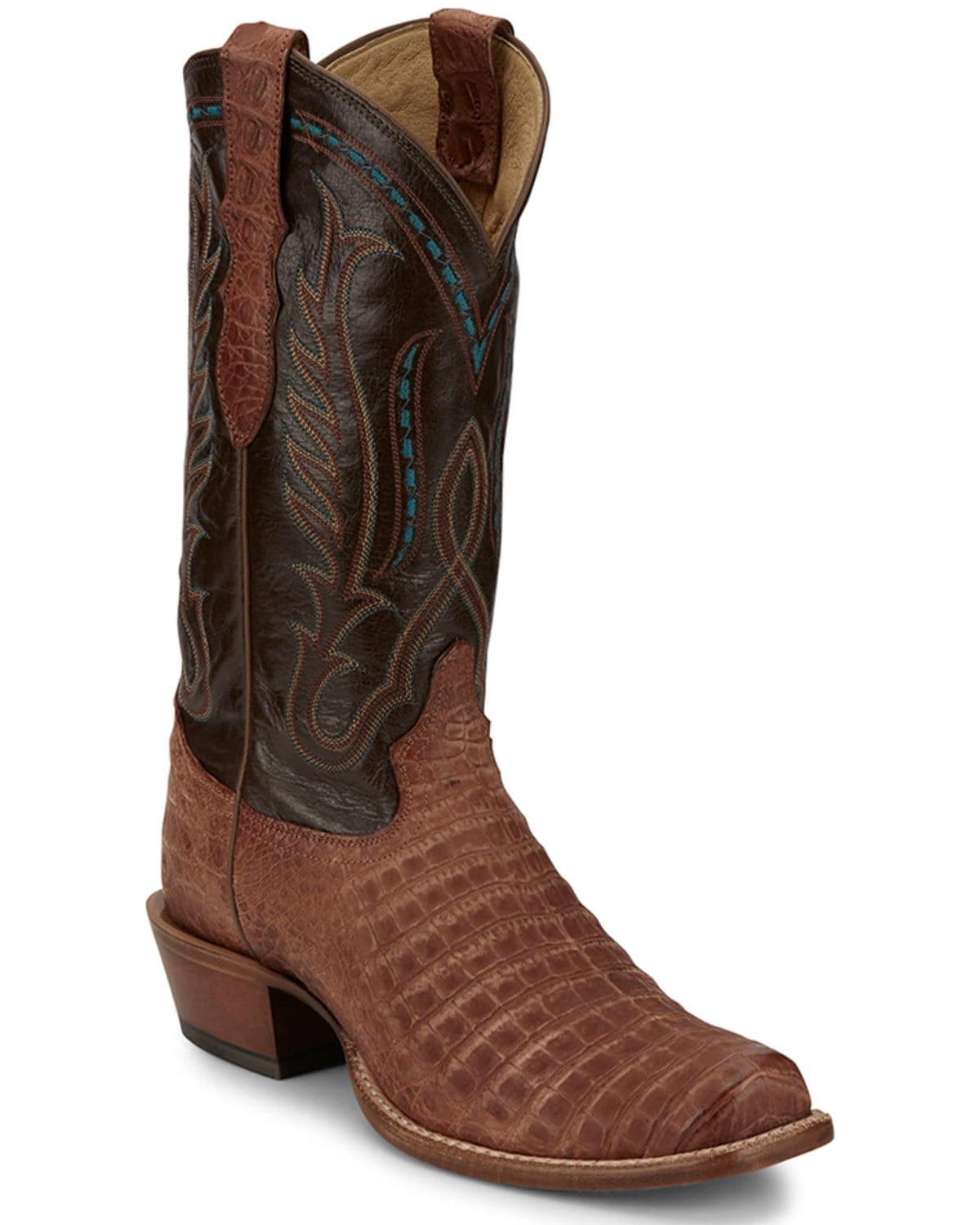 Tony Lama Men's Buffed Exotic Caiman Western Boot Broad Square Toe Tan ...