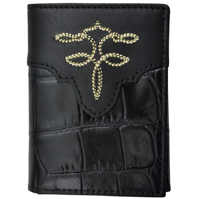 Tony Lama Western Wallet Mens Trifold Leather Toe Gator Black WTL253 ...