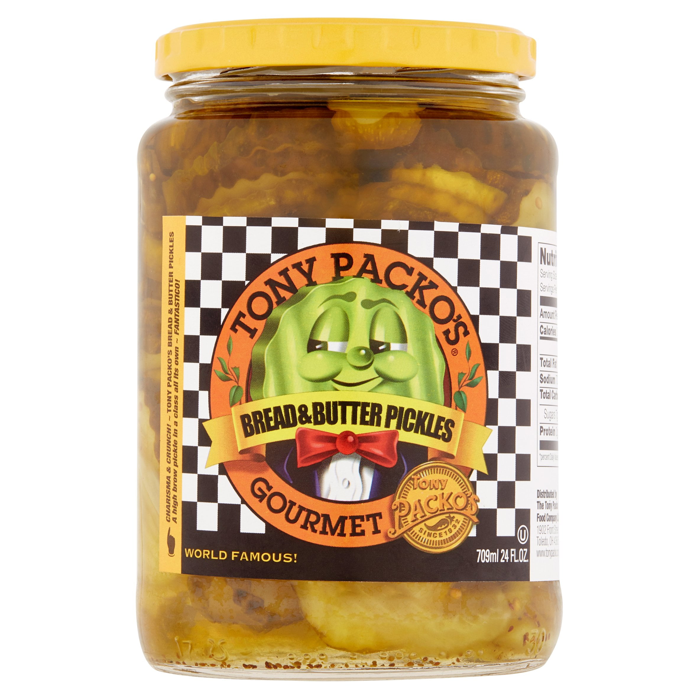 Tony Packo's Gourmet Bread & Butter Pickles, 24 fl oz, Glass Jar ...