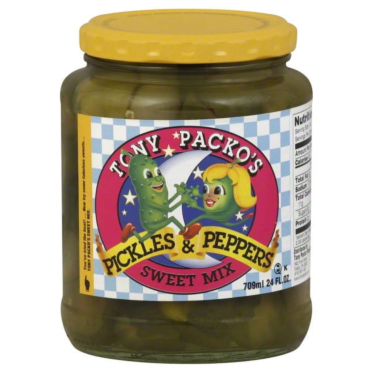 Tony Packo's Sweet Mix Pickles & Peppers 24 oz Glass Jar, Serving Size ...
