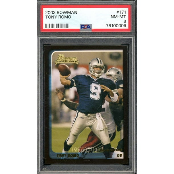 Tony Romo Rookie Card 2003 Bowman #171 PSA 8 - Walmart Business Supplies