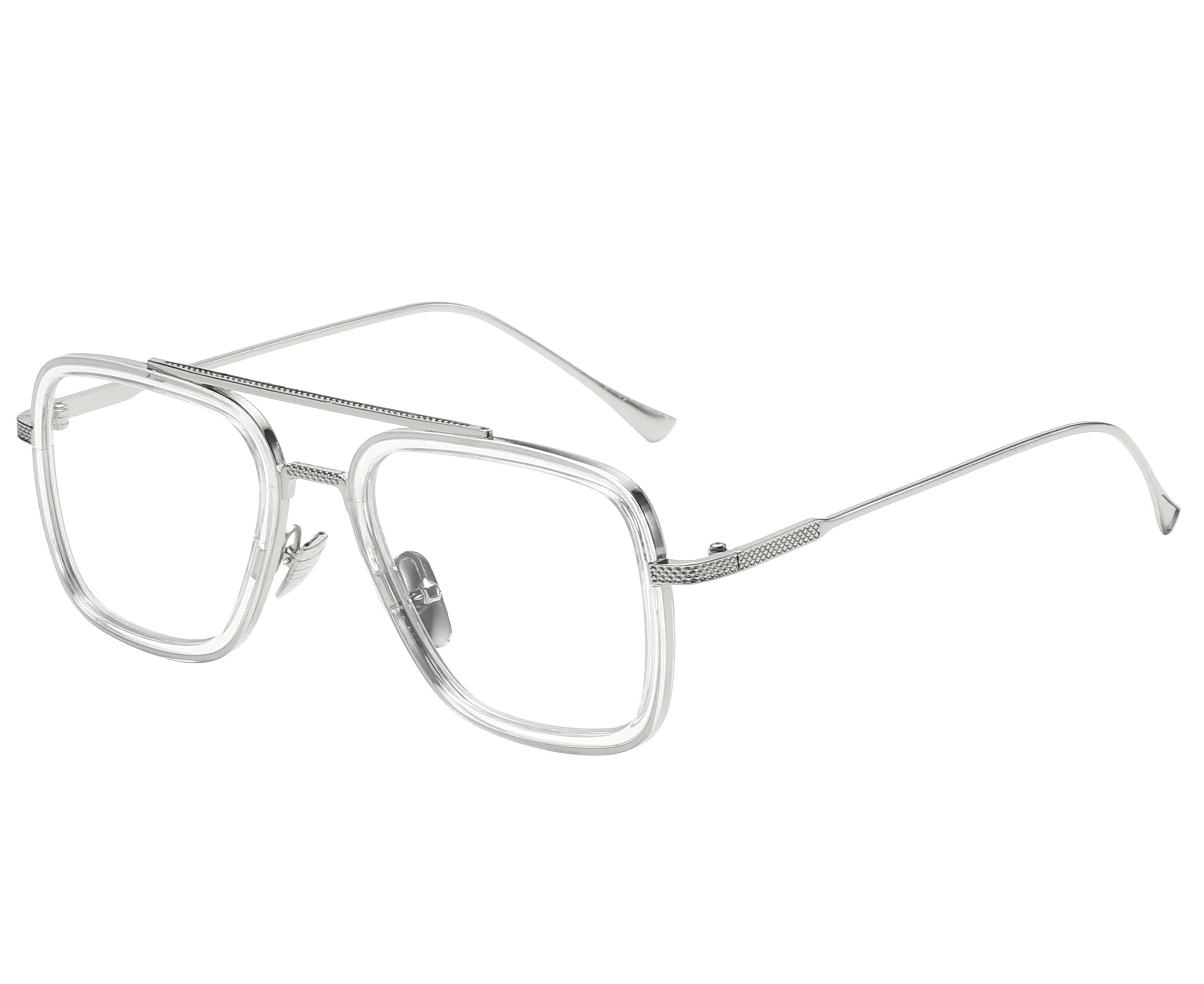 Tony Stark Aviator Sunglasses - Silver & Transparent Frame / Clear Lens ...
