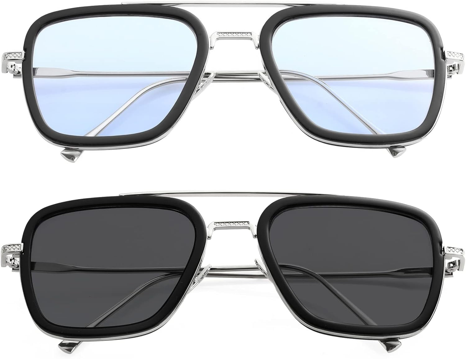 Tony Stark Sunglasses Vintage Square Metal Frame Eyeglasses for Men ...