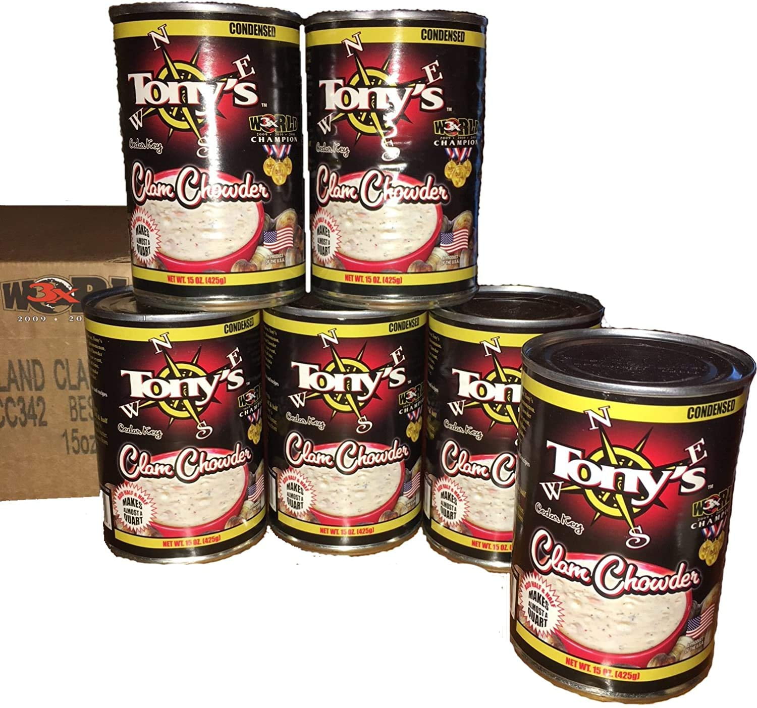 Tony’s Clam Chowder, 3X World Champion, 15oz ounce (Pack of 6 ...