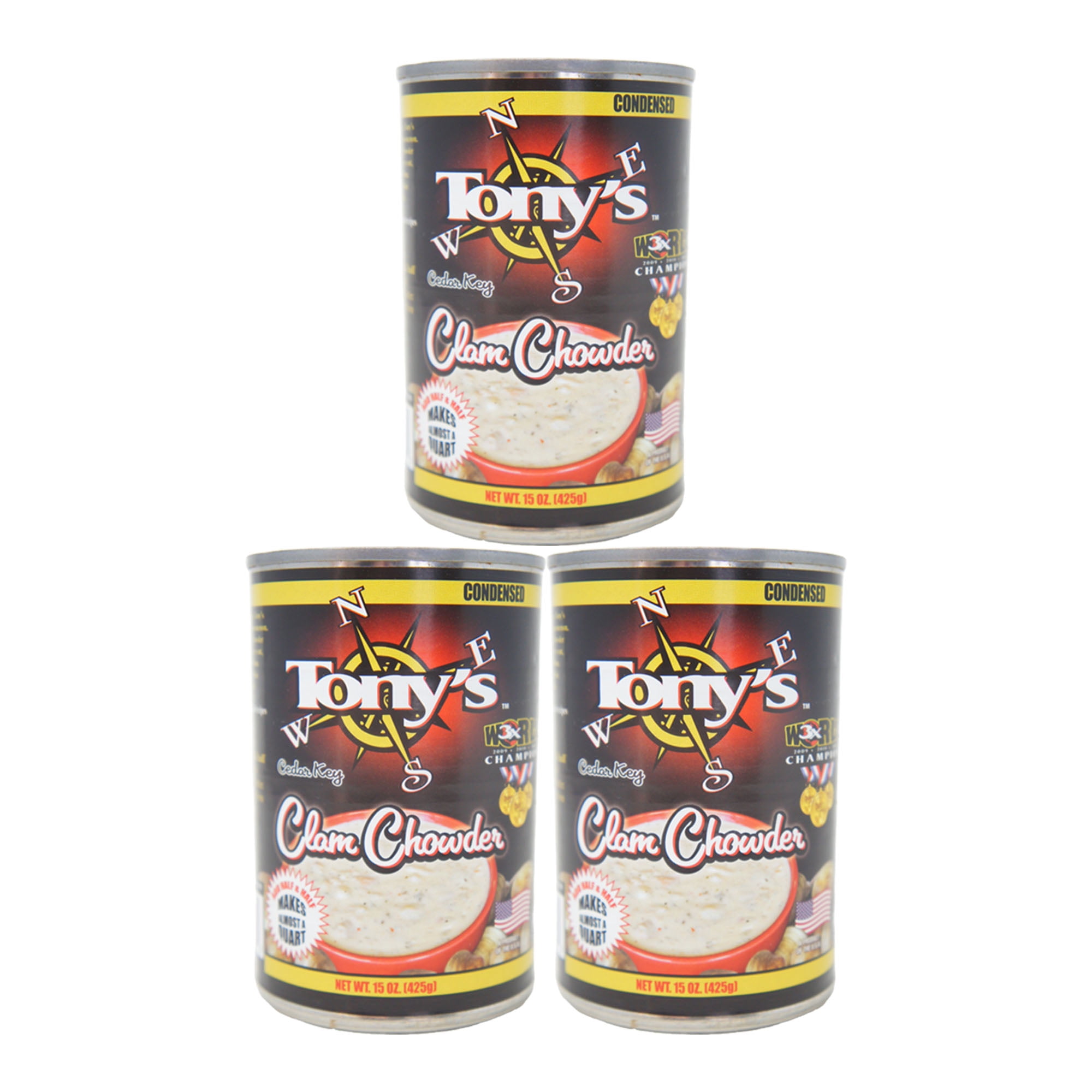 Tony's Clam Chowder Condensed - Cedar Key 3X World Champion - 15 OZ (3 ...