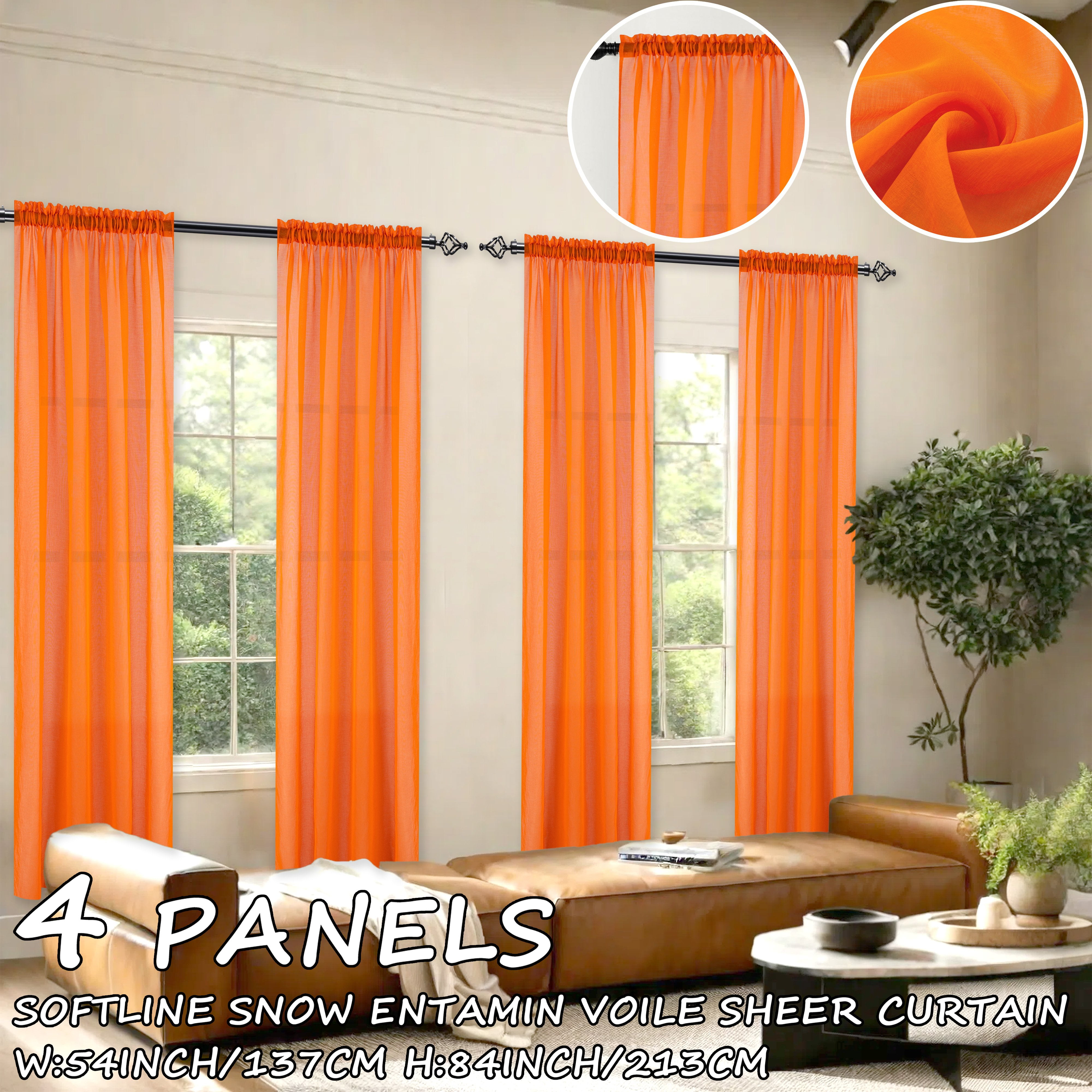 Tony's Collection 4 Panels Softline Snow Entamin Voile Sheer Curtain ...