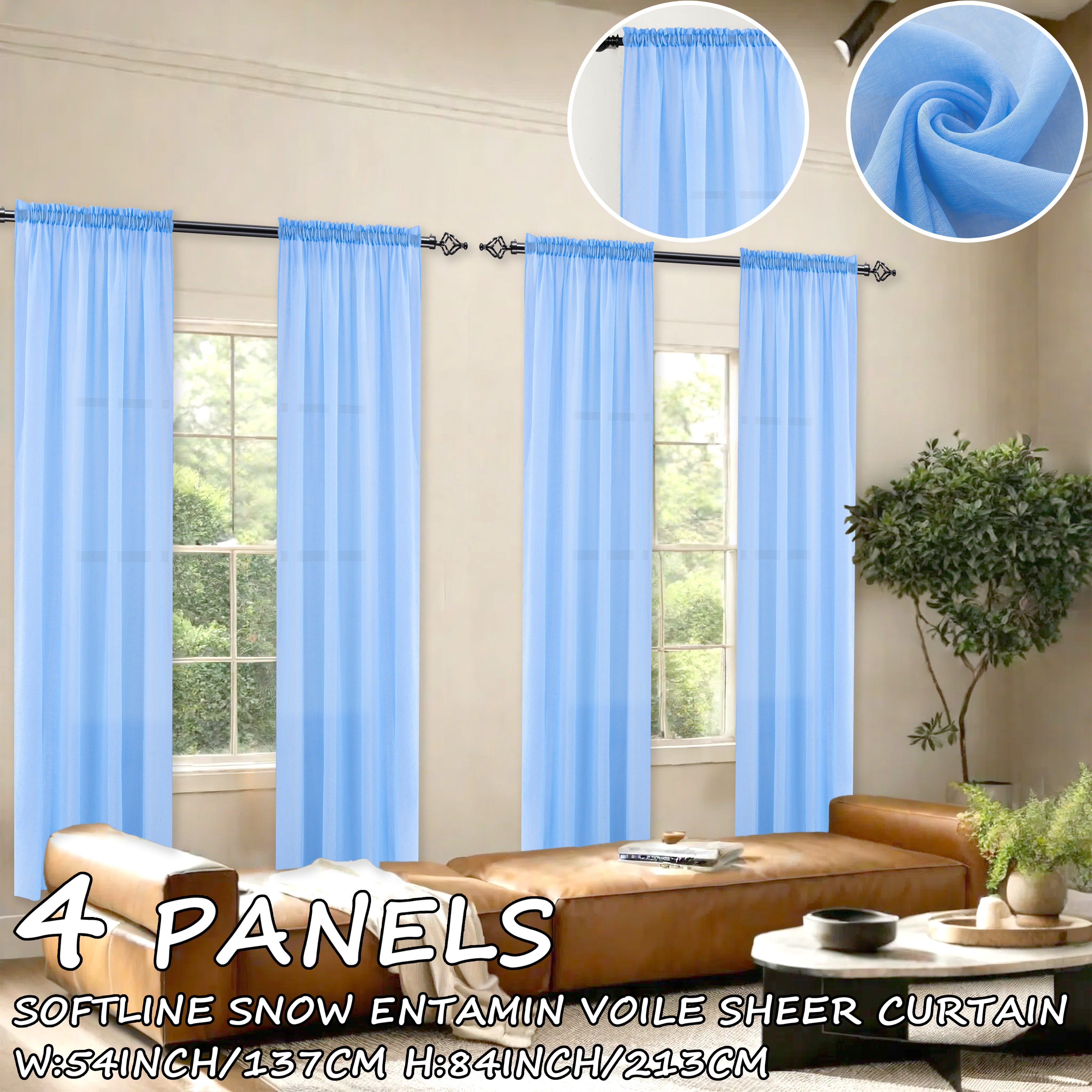 Tony's Collection 4 Panels Softline Snow Entamin Voile Sheer Curtain ...