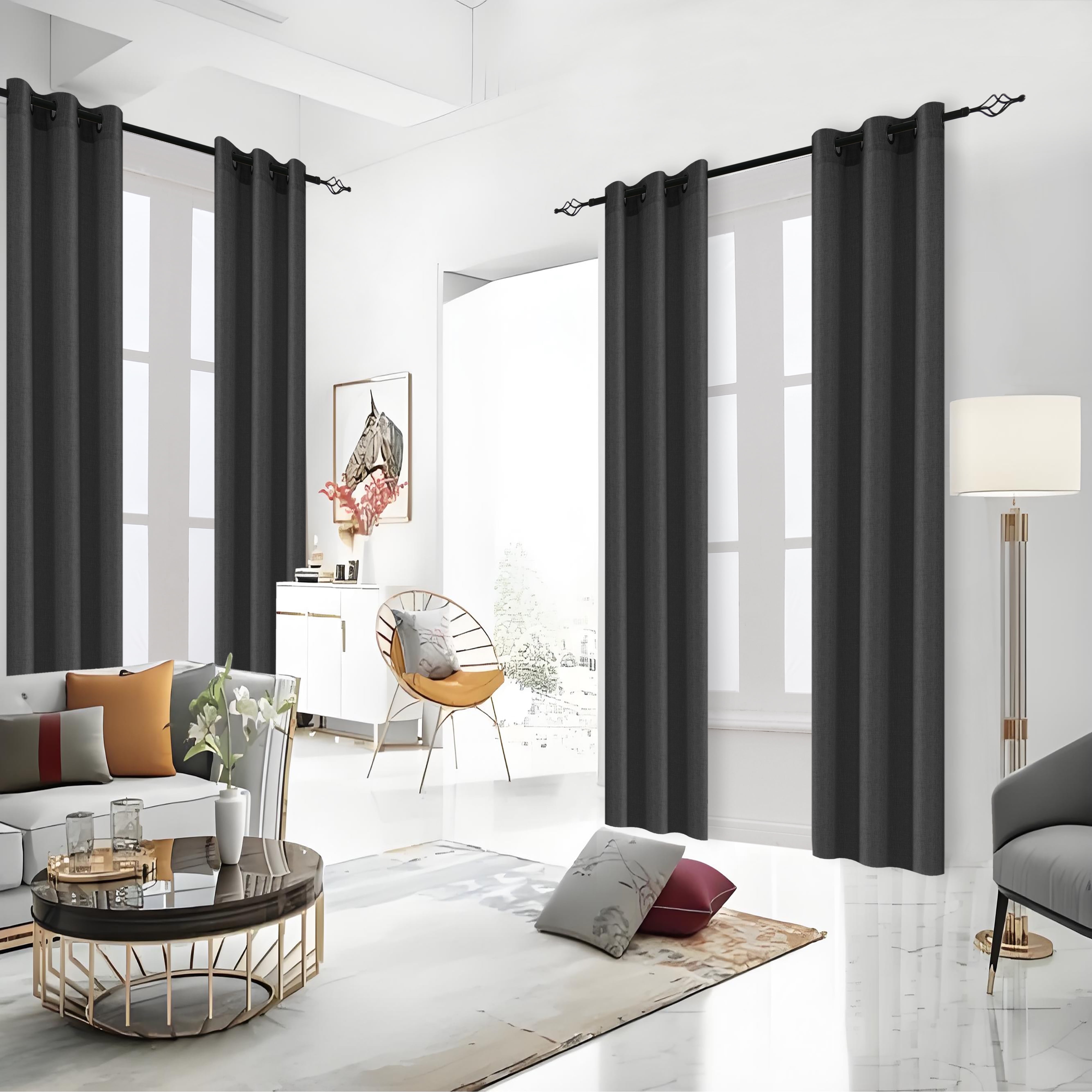 Tony's Collection 4 Panels, Two Tone Solid Faux Linen Look Window ...