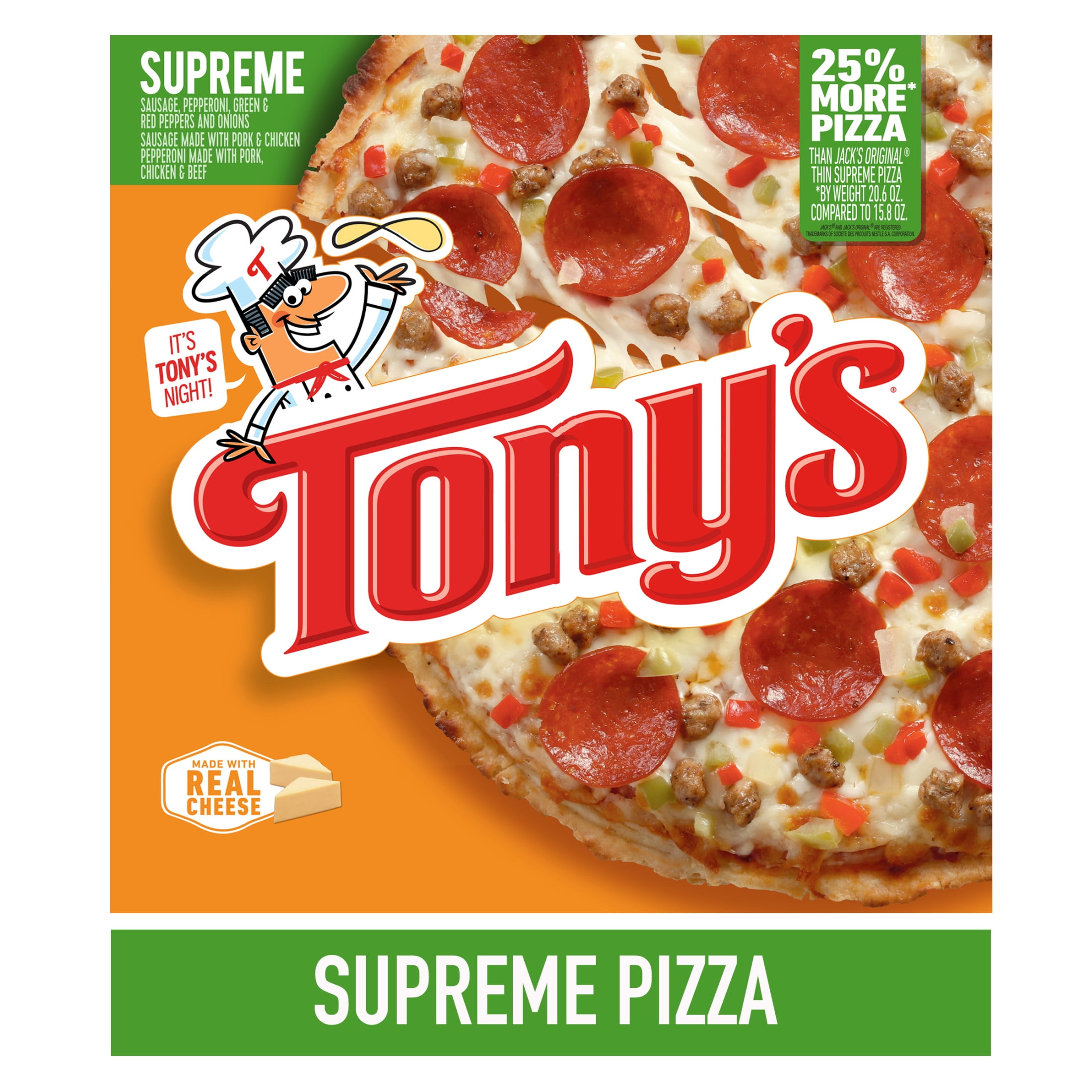 Tony's Supreme Pizzeria Style Crust Frozen Pizza, 20.61 oz - Walmart.com
