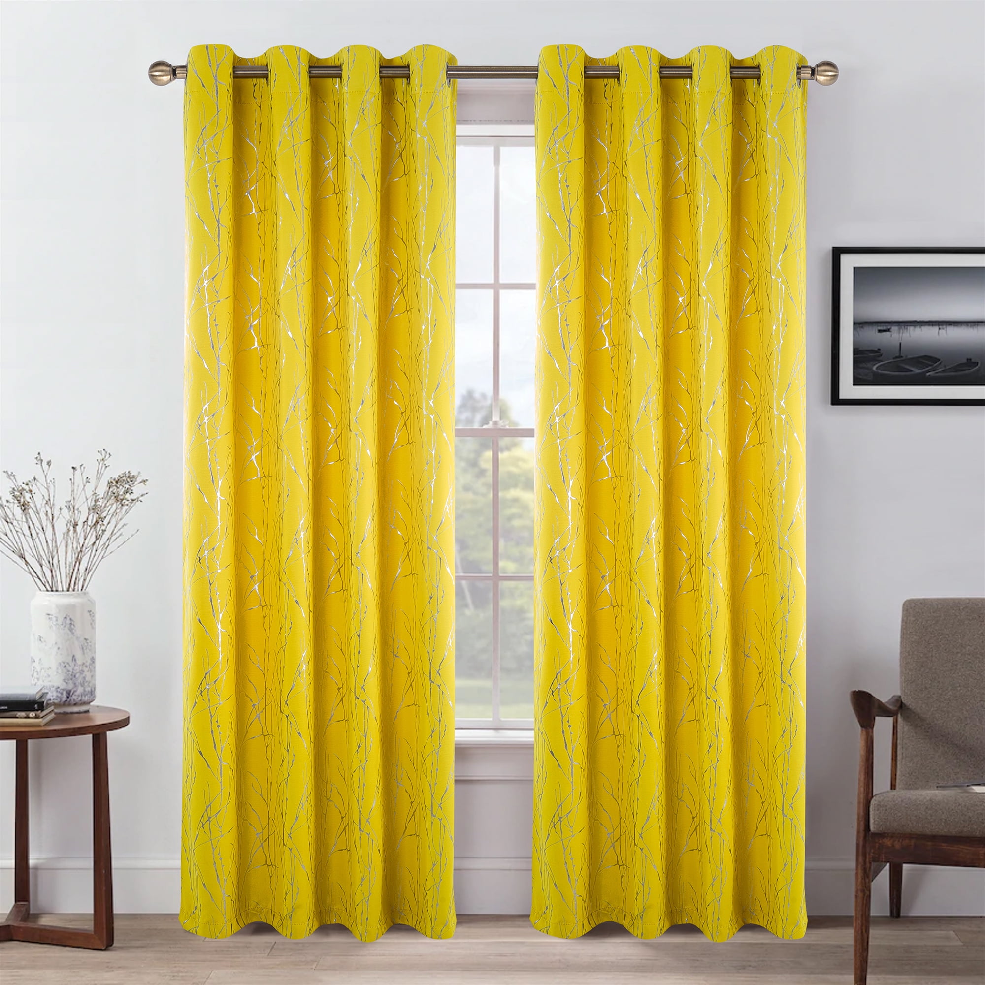 Tony's collection 2PCS Blackout Curtains, Thermal Insulated Noise Reducing Window Drapes for ...