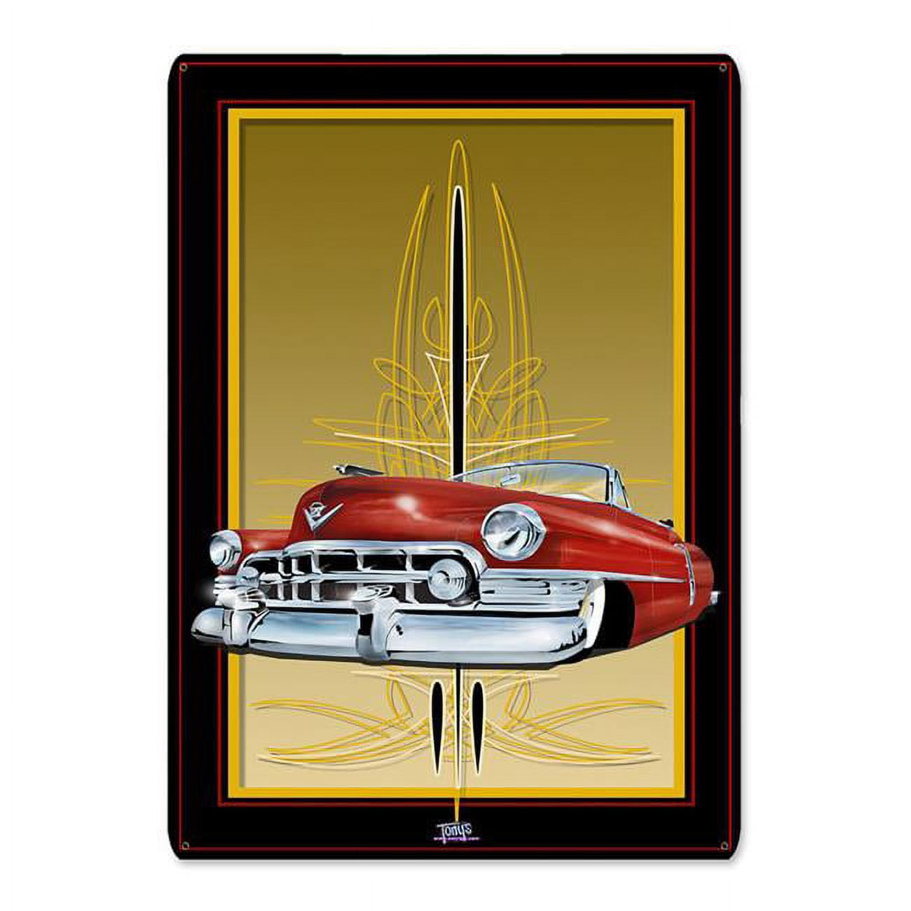 Tonys Pinstripping TPP001 12 x 18 in. 50 Cadi Red Satin Metal Sign ...