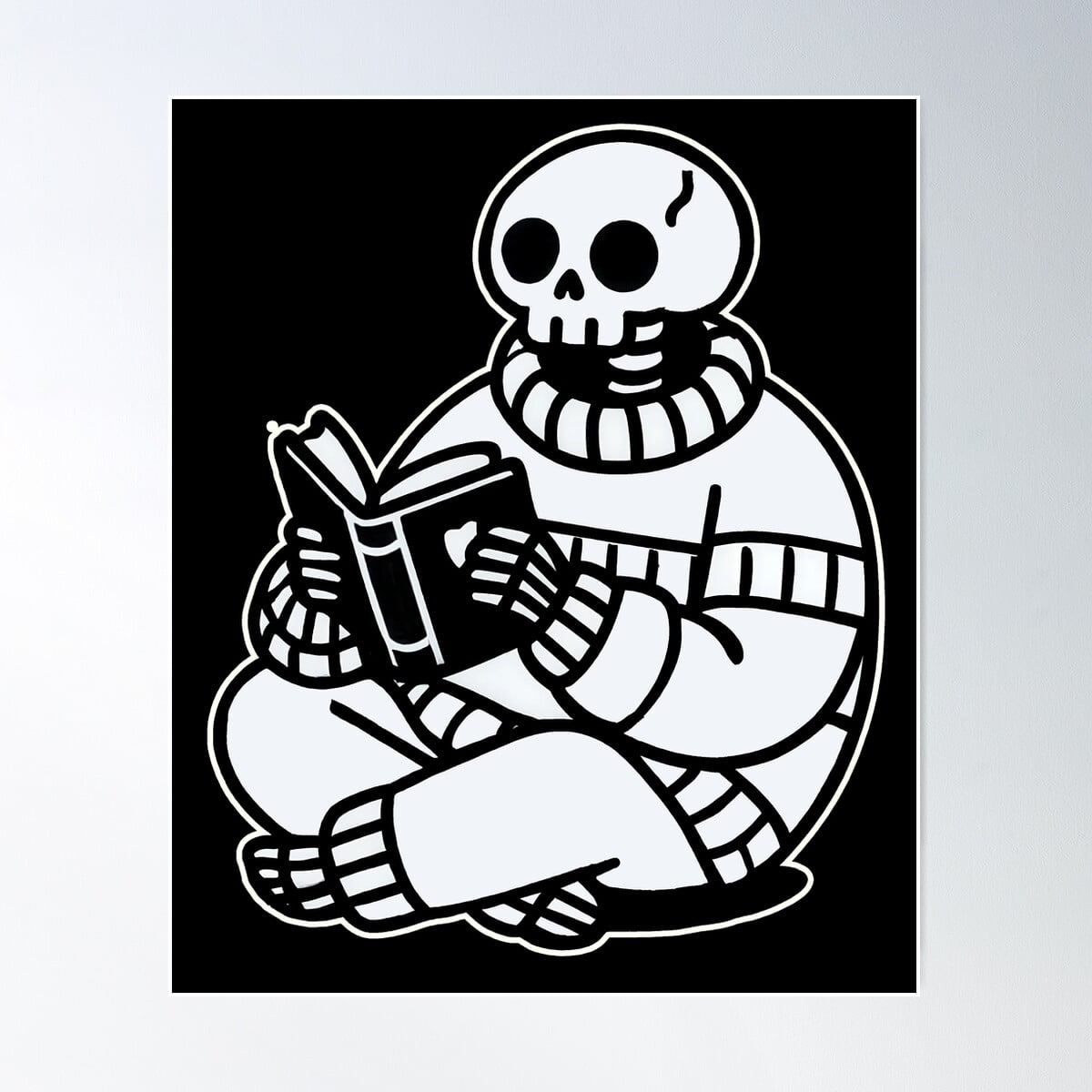 Too Cool For Flesh, Still Love A Good Book Skeleton Reading Poster Wall ...