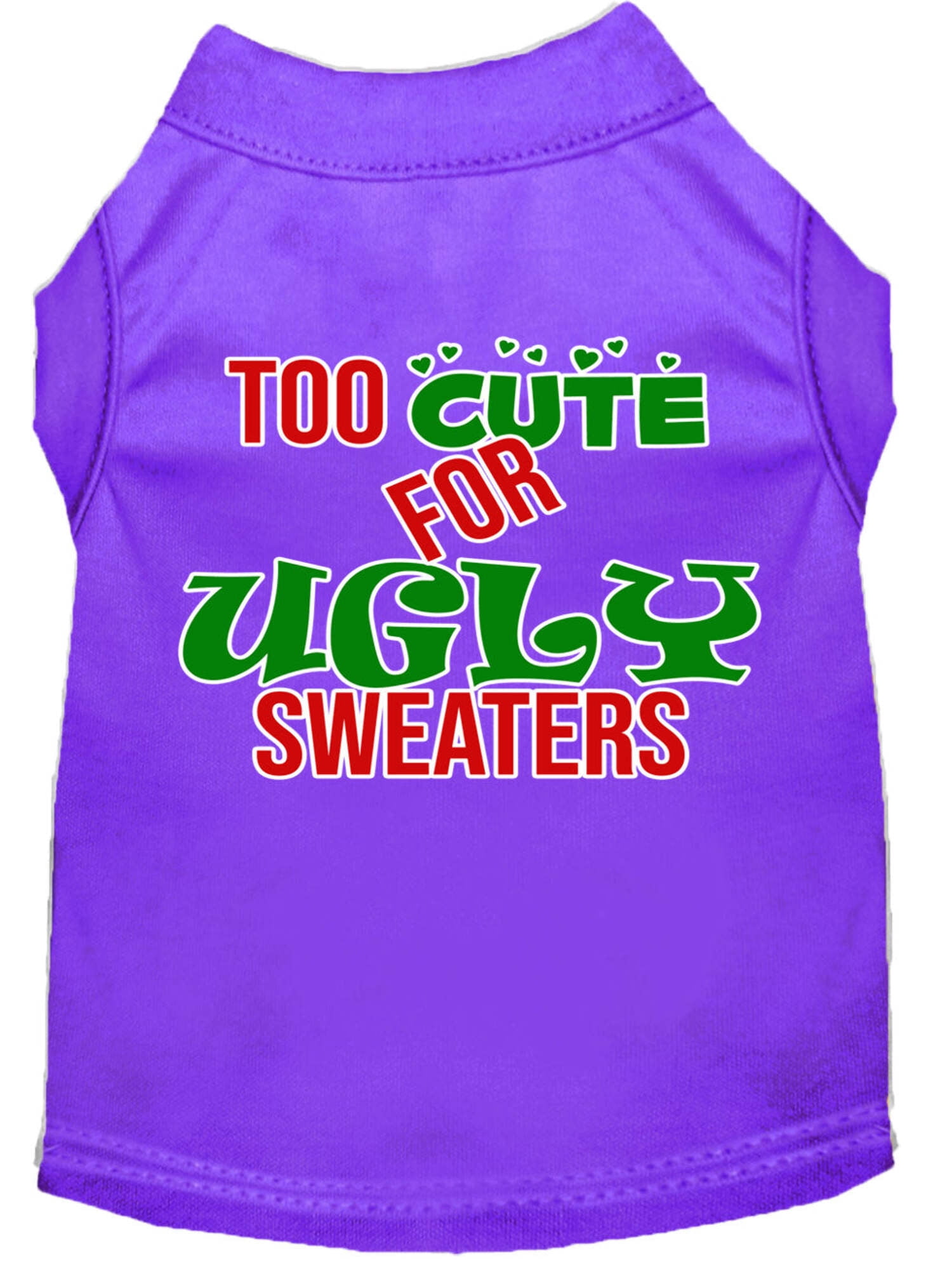 Christmas Pet Dog Cat Shirt Screen Printed, "Too Cute For Ugly Sweaters ...